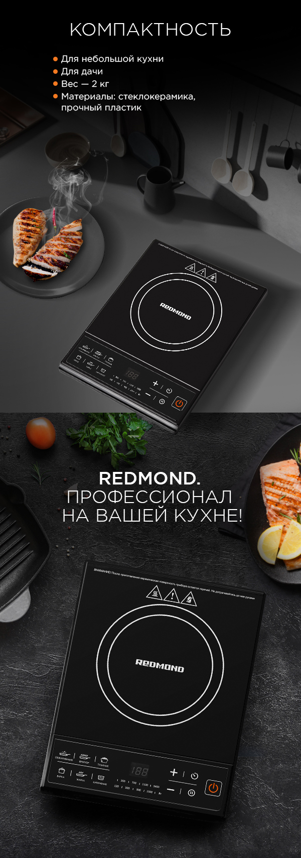 Электроплита индукционная REDMOND RIC-4601: купить в Москве, СПб ...